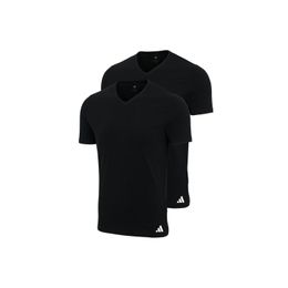 Herren T-Shirt "T-Shirt V-Neck Shirt Active Flex Cotton 2er Pack", schwarz, Gr. L, adidas originals, Obermaterial: 95% Baumwolle CO. 5% Elasthan EL.,
