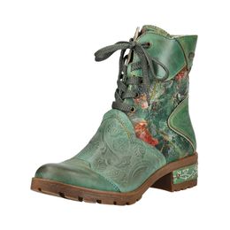 Laura Vita Damen Schn&uuml;rstiefelette "Laura Vita Stiefelette Lederimitat/Textil", Gr. 35, gr&uuml;n, Lederimitat, Textil, Schuhe