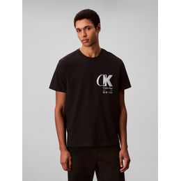 Calvin Klein Herren T-Shirt "SS 20S EU CK OVERLAP GRAPHIC TEE", schwarz, Gr. S, unifarben, Web, Obermaterial: 100% Baumwolle, Shirts, Mit