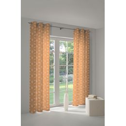 Vorhang Adam, B:145cm H:145cm, gelb, Jacquard, Baumwolle (Bio-Baumwolle), Wohnzimmer, Gardinen, "Retro Floret", aus 100% Bio-Baumwolle