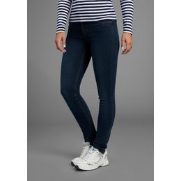 Arizona Damen Slim-fit-Jeans "Bund mit seitlichem Gummizugeinsatz", blau, Basic, Gr. 34, Denim/Jeans, Obermaterial: 98% Baumwolle, 2% Elasthan,