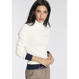 AJC Damen Rollkragenpullover, bunt, Gr. 36, unifarben mit Farbeins&auml;tzen, Feinstrick, Obermaterial: 50% Baumwolle, 50% Polyacryl, Pullover, in enger