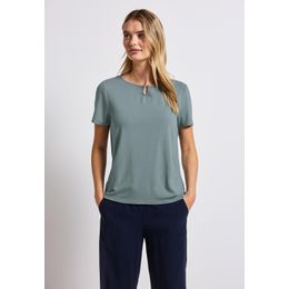 Street One Damen T-Shirt, blau, Gr. 38, unifarben, Stoff, 96% Viskose, 4% Elasthan, Shirts, aus elastischem Materialmix