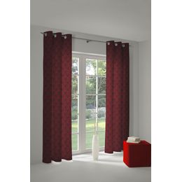 Vorhang Adam, B:145cm H:245cm, rot, Jacquard, Baumwolle (Bio-Baumwolle), Wohnzimmer, Gardinen, "Feathers", aus 100% Bio-Baumwolle