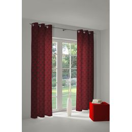 Vorhang Adam, B:145cm H:225cm, rot, Jacquard, Baumwolle (Bio-Baumwolle), Wohnzimmer, Gardinen, "Feathers", aus 100% Bio-Baumwolle