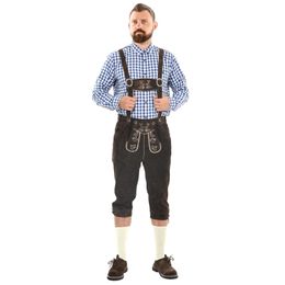 Herren Trachtenlederhose "ASSeppl", braun, Gr. 58, Alessandro Salvarini, 100% Rindsleder, Hosen, Lederhose aus Echtleder mit Tr&auml;ger im traditionellen