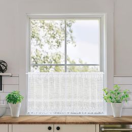 Scheibengardine GERSTER, B:100cm H:52cm, wei&szlig;, Jacquard, Polyester, K&uuml;che, Gardinen, "Genia, nach Ma0", SB-Bistro "Genia", ma&szlig;genaue Anfertigung