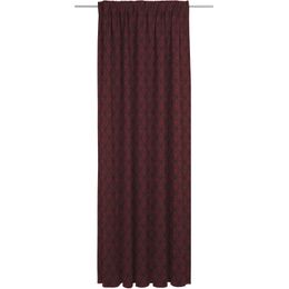 Vorhang Adam, B:142cm H:225cm, rot, Jacquard, Baumwolle, Wohnzimmer, Gardinen, "Feathers", aus 100% Bio-Baumwolle