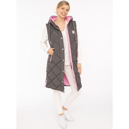 Zwillingsherz Damen Steppweste ""Love Print"", grau, Gr. XL, Steppware, Obermaterial: 100% Polyester, Westen, modisch, Doppelzipper, Druckkn&ouml;pfe,