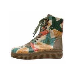 DOGO Damen Schn&uuml;rboots "Future High Top Boots Together We Fly Damen Stiefeletten", Gr. 41, beige, Lederimitat, Schuhe, Handgefertigt