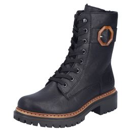 Rieker Damen Winterstiefelette, Gr. 39, schwarz, Lederimitat, unifarben, Basic, Schuhe, Schn&uuml;rboots, Schn&uuml;rstiefelette, Profilsohle, mit