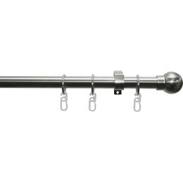 Gardinenstange Gardinia, L:120cm &Oslash;:19mm, silber, Metall, Gardinenstangen, "Set Metall", 1-Lauf