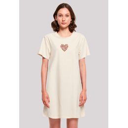 F4NT4STIC Damen Shirtkleid "Flower Heart Bestickt", wei&szlig;, Gr. XXXL, Obermaterial: 100% Baumwolle, Kleider, Premium Qualit&auml;t