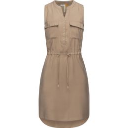 Ragwear Damen Blusenkleid "Roissin", braun, Gr. XL, Material: 80% Viskose, 20% Polyester, Kleider, stylisches Sommerkleid mit Bindeband