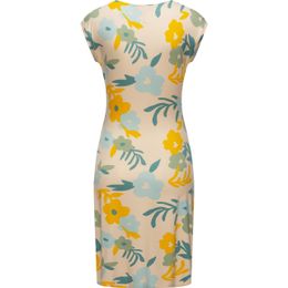 Ragwear Damen Etuikleid "Crupi Print", beige, Gr. XL, Material: 95% Viskose, 5% Elasthan, Kleider, figurbetontes Sommerkleid mit Raffung an der Taille