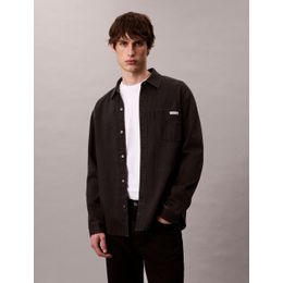 Herren Langarmhemd "CLASSIC 205 BLACK OVERSHIRT", schwarz, Gr. XL, Calvin Klein Jeans, unifarben, Web, Obermaterial: 100% Baumwolle, Hemden, Mit