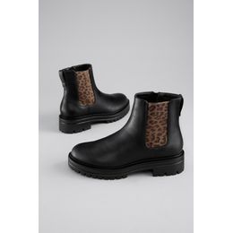 ANISTON SHOES Damen Chelseaboots, Gr. 36, schwarz, Lederimitat, Schuhe, Stiefelette, Blockabsatz, mit Animal-Print - NEUE KOLLEKTION