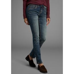 Arizona Damen Gerade Jeans "Kontrastn&auml;hte", blau, Basic, Gr. 44, Jeans, Obermaterial: 98% Baumwolle, 2% Elasthan, Jeans, niedrige Leibh&ouml;he, in