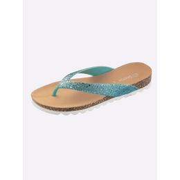 Damen Badepantolette, Gr. 41, blau, Synthetik, Schuhe