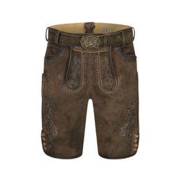 N&uuml;bler N&Uuml;BLER Herren Trachtenlederhose "Lederhosen kurz Latz Luther", braun, Gr. 50, Obermaterial: 100% Lammleder LEL., Hosen