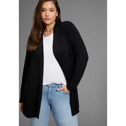 Damen Strickjacke, schwarz, Basic, Gr. 48, LAURA SCOTT CURVE, unifarben, Feinstrick, Obermaterial: 95% Viskose, 5% Elasthan, Strickjacken, aus