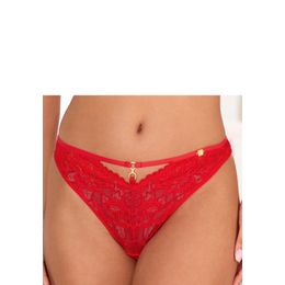 JETTE Damen String, Gr. 36, rot, Spitze, Obermaterial: 90% Polyamid, 10% Elasthan, Unterhosen, mit aufregendem B&auml;nder- und Ringdetail, sexy Dessous