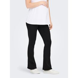 Only Maternity Damen Push-up-Jeans "OLMRAIN LIFE REG PUSH UP FLARED NOOS", schwarz, Gr. S, unifarben, Denim/Jeans, Obermaterial: 53% Viskose, 29%