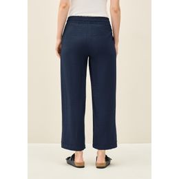 Cecil Damen Stoffhose "Style Neele", blau, Gr. L, unifarben, Web, Obermaterial: 85% Viskose, 15% Polyamid, Hosen, Sommerhose 7/8 Twill mit Struktur
