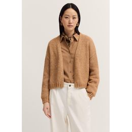 Bugatti Damen Cardigan "V-Ausschnitt", beige, Gr. L, unifarben, Strick, 30% Baumwolle, 30% Polyester, 30% Polyacryl, 7% Wolle, 3% Alpaka,
