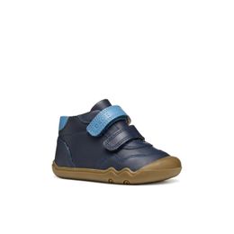 Geox M&auml;dchen Klettboot "B STEPPIEUP BOY", Gr. 24, blau, Glattleder, Schuhe, Barfu&szlig;schuh mit Klettverschluss, Gr&ouml;&szlig;enschablone zum Download