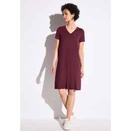 Street One Damen Jerseykleid, rot, Gr. 44, unifarben, Stoff, 95% Viskose, 5% Elasthan, Kleider, knielang