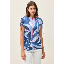 Cecil Damen Print-Shirt, blau, Gr. XS, bedruckt, Web, 50% Baumwolle, 50% Modal, Shirts, mit Elastiksaum