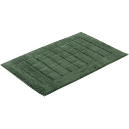 Badematte Vossen, H:20mm, gr&uuml;n, Baumwolle, Badematten, "Exclusive", Badteppich, Uni-Farben, Karo Muster, Hoch-Tief Effekt, reine Baumwolle