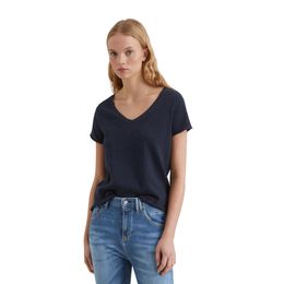 Marc O'Polo Damen T-Shirt "aus Organic Cotton Slub Jersey", blau, Basic, Gr. S, MARC O'POLO DENIM, unifarben, Obermaterial: 100% Baumwolle, Shirts