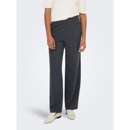 Only Damen Schlupfhose "ONLRINA BUTTON PANT JRS NOOS", grau, Gr. S, unifarben, Jersey, Obermaterial: 95% Polyester, 5% Elasthan, Hosen, Jersey Hose