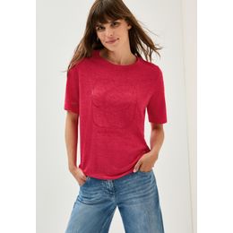 Cecil Damen T-Shirt, rot, Gr. M, unifarben, Jersey, Obermaterial: 55% Polyester, 45% Viskose, Shirts, mit tonalem Print
