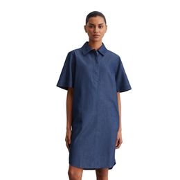 Marc O'Polo MARC O'POLO Damen Hemdblusenkleid "aus Organic-Cotton-Lyocell-Mix", blau, Gr. 36, unifarben, Obermaterial: 82% Baumwolle, 18% Lyocell, Kleider