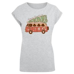 F4NT4STIC Damen T-Shirt "Groovy Weihnachten Camper Van", grau, Gr. XS, Obermaterial: 100% Baumwolle, Shirts, Premium Qualit&auml;t, Weihnachts-Kollection
