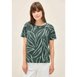 Cecil Damen T-Shirt, gr&uuml;n, Basic, Gr. XXL, bedruckt, Web, 100% Baumwolle, Shirts, Feel Good Fit