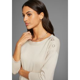 Laura Scott Damen Strickpullover, beige, Gr. 42, clean, unifarben, Feinstrick, Obermaterial: 70% Viskose, 30% Polyamid, Pullover, mit 3/4 &Auml;rmeln und