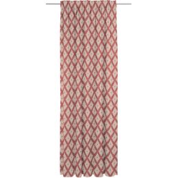 Vorhang Adam, B:142cm H:225cm, rot, Jacquard, Baumwolle, Wohnzimmer, Gardinen, "Maroccan Shiraz Light", aus 100% Bio-Baumwolle