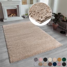Hochflor-Teppich my home, B:60cm H:30mm L:90cm, beige, Kunstfaser, Teppiche, "Shaggy 30", Teppich, Uni Farben, besonders weich und kuschelig,