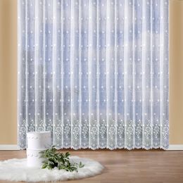 Weckbrodt-Gardinen Gardine WECKBRODT, B:300cm H:245cm, wei&szlig;, Polyester, Wohnzimmer, Gardinen, "Isabella", echte Stickerei, Florentiner Optik, Allover, Bord&uuml;re, Store