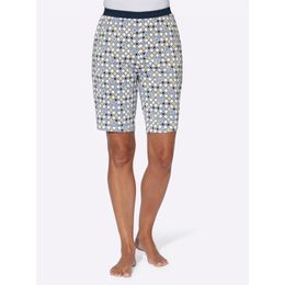 Damen Schlafshorts, Gr. 36, blau, 100% Baumwolle, gebl&uuml;mt, gemustert, mehrfarbig, Hosen