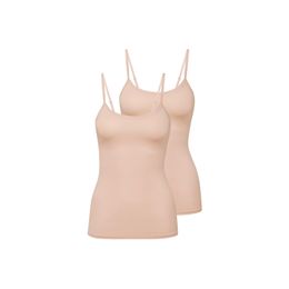 Calida Damen Unterhemd "Unterhemd Natural Comfort Spaghetti-Top 2er Pack", Gr. L, beige, Obermaterial: 92% Baumwolle CO. 8% Elasthan EL., Unterhemden