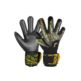Reusch Damen Torwarthandschuhe "Attrakt Duo Finger Support", gold, Gr. 7,5, mehrfarbig, 50% Elastodien, 25% Polyester, 20% Polypropylen, 5% Polyamid,