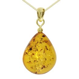 OSTSEE-SCHMUCK Damen Kette mit Anh&auml;nger "OSTSEE-SCHMUCK Kette mit Anh&auml;nger Tropfen ca. 20 mm lang", 45cm, Silber 925 (Sterlingsilber), L: 42, gold,