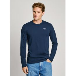 Pepe Jeans Herren Langarmshirt, blau, Gr. L, Jersey, Obermaterial: 95% Baumwolle, 5% Elasthan, Shirts
