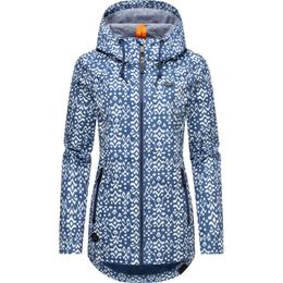 Ragwear Damen Outdoorjacke "Zuzka Ikat", blau, Gr. XS, Außenmaterial: 100% Polyester, Innenfutter: 100% Polyester, Jacken, Wasserdichte