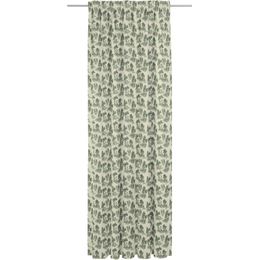 Vorhang Adam, B:142cm H:145cm, gr&uuml;n, Jacquard, Baumwolle, Wohnzimmer, Gardinen, "Good Old Days", aus 100% Bio-Baumwolle